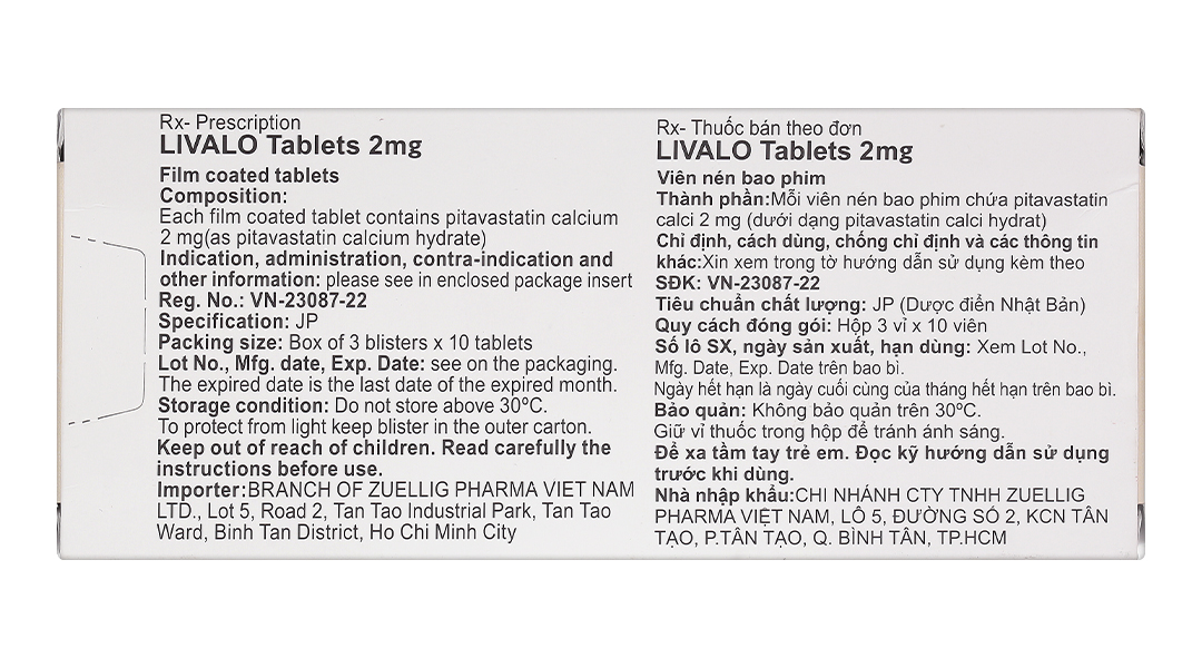 Livalo Tablets 2mg trị rối loạn lipid máu (3 vỉ x 10 viên) - 07/2024 | nhathuocankhang.com