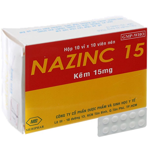 Nazinc 15 bổ sung kẽm, trị tiêu chảy (10 vỉ x 10 viên) - 10/2024 ...
