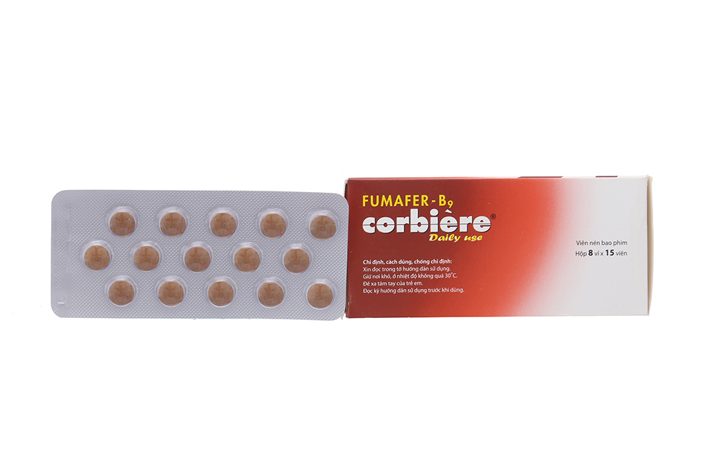 Fumafer-B9 Corbiere bổ sung sắt và axit folic, trị thiếu máu (8 vỉ x 15 ...