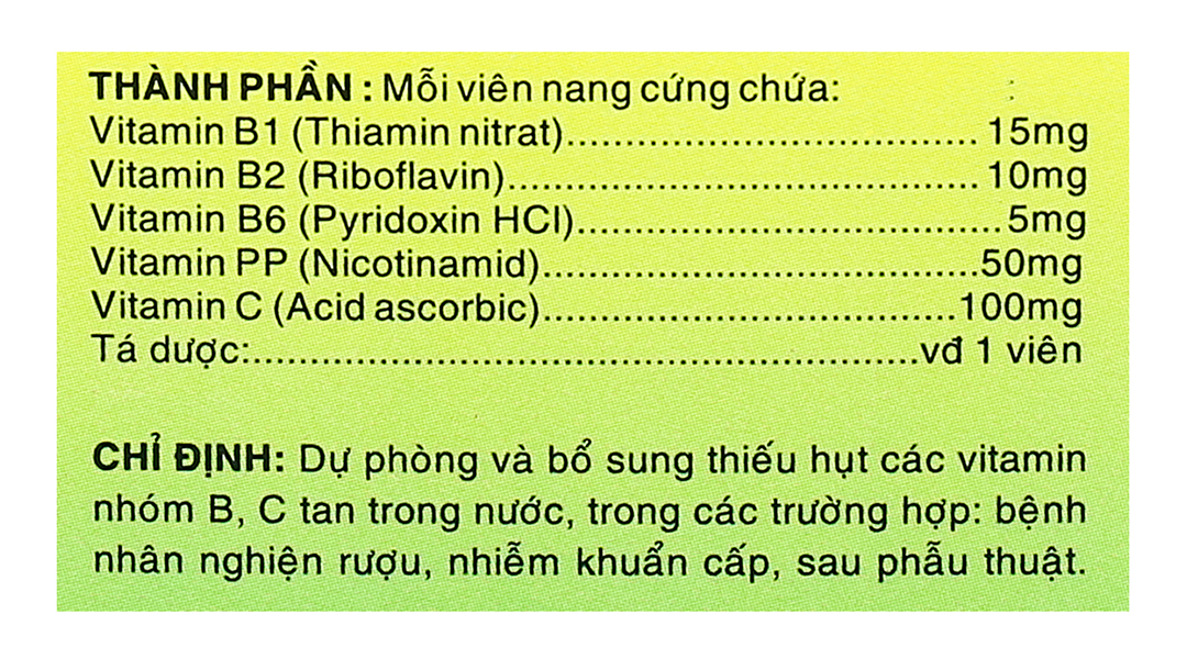 Thuốc B Complex C bổ sung vitamin nhóm B và vitamin C (10 vỉ x 10 viên ...