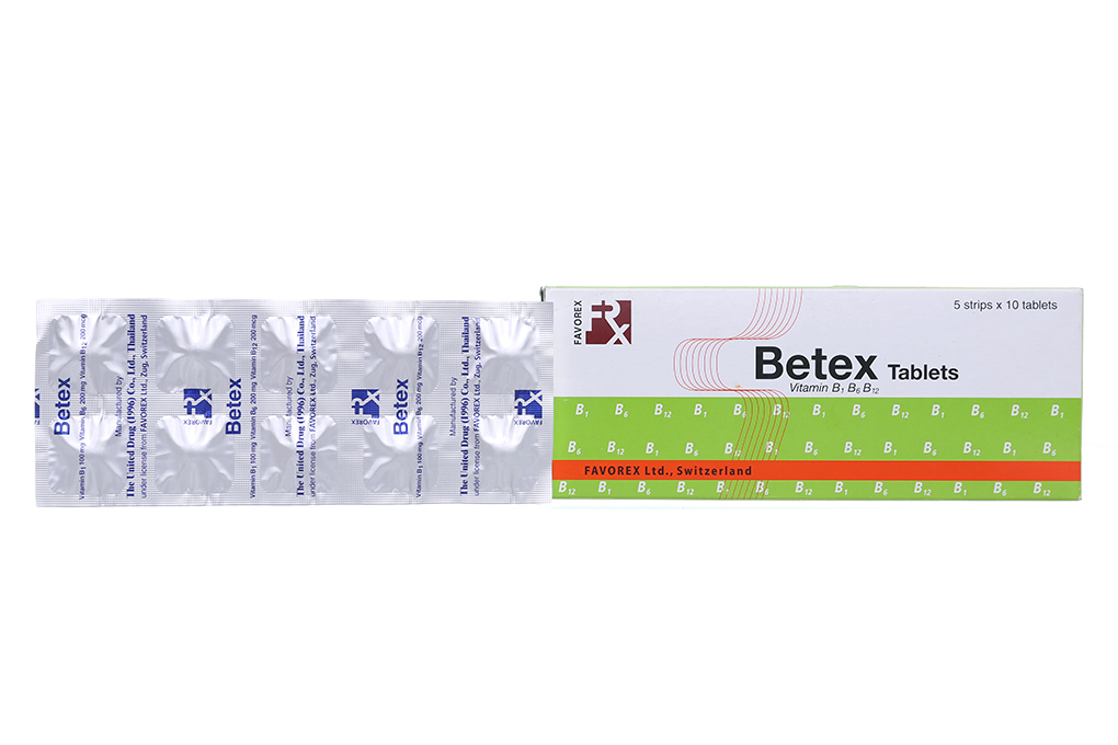 Betex Tablets trị thiếu các vitamin B1, B6, B12 (5 vỉ x 10 viên) - 08/ ...