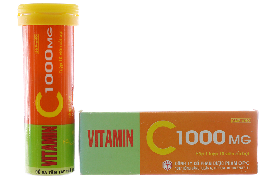 Vitamin C OPC 1000mg trị chảy máu do thiếu vitamin C tuýp 10 viên - 06/ ...