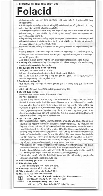 Folacid 5mg phòng và trị thiếu axit folic hộp 4 vỉ x 20 viên 04/2023