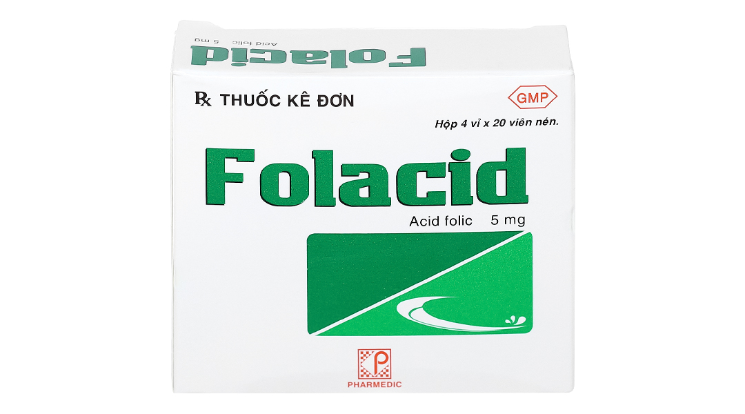 Folacid 5mg phòng và trị thiếu axit folic hộp 4 vỉ x 20 viên 03/2023 ...