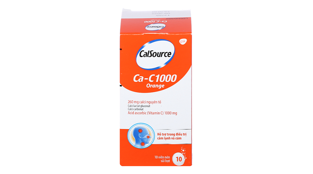 Viên nén sủi bọt CalSource Ca-C1000 Orange bổ sung canxi, vitamin C ...