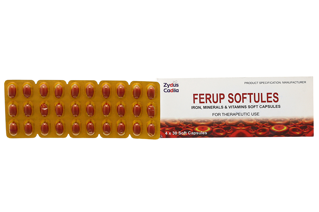 Ferup Softules bổ sung sắt và axit folic, trị thiếu máu (4 vỉ x 30 viên ...