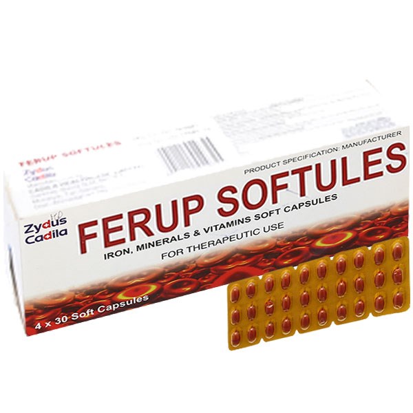 Ferup Softules bổ sung sắt và axit folic, trị thiếu máu (4 vỉ x 30 viên ...