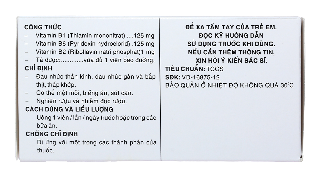 Thuốc Trivita B trị đau nhức thần kinh, đau gân khớp, mệt mỏi (10 vỉ x ...