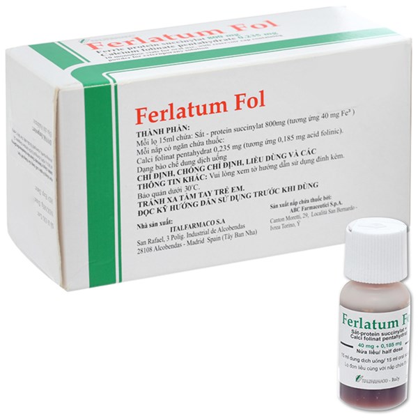 Dung dịch uống Ferlatum Fol phòng ngừa và trị thiếu sắt, folat (10 lọ x ...