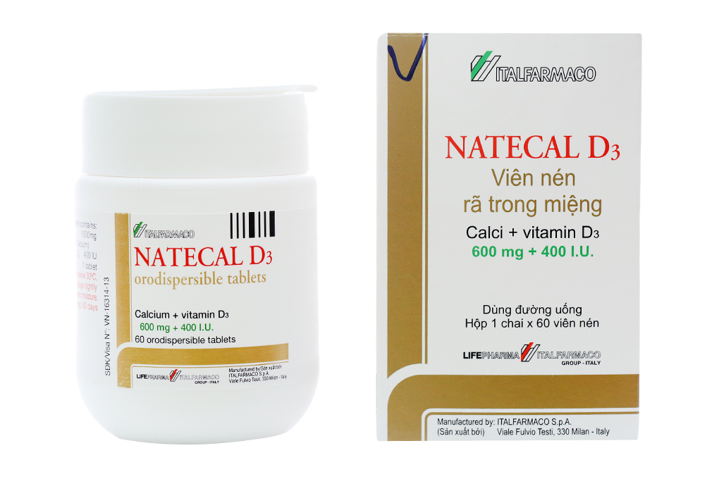NateCal D3 bổ sung canxi và vitamin D, trị loãng xương lọ 60 viên - 08/ ...