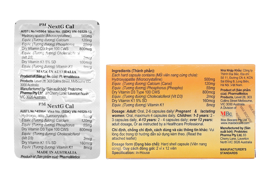 PM NextG Cal bổ sung canxi, hỗ trợ trị loãng xương (2 vỉ x 12 viên ...
