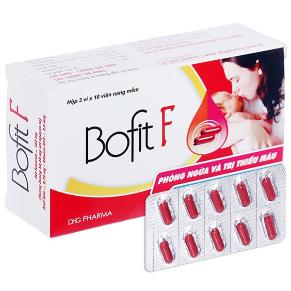 Bofit F trị thiếu máu do thiếu sắt, acid folic (3 vỉ x 10 viên) - 10/ ...