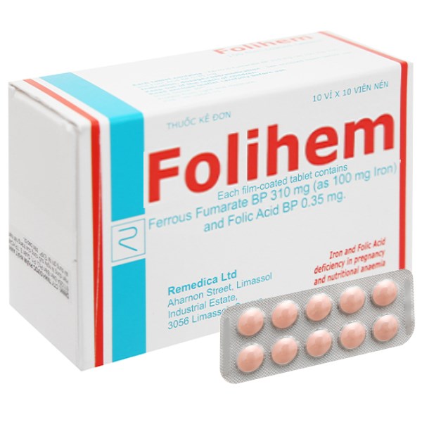 Ferrola bổ sung sắt và axit folic, trị thiếu máu