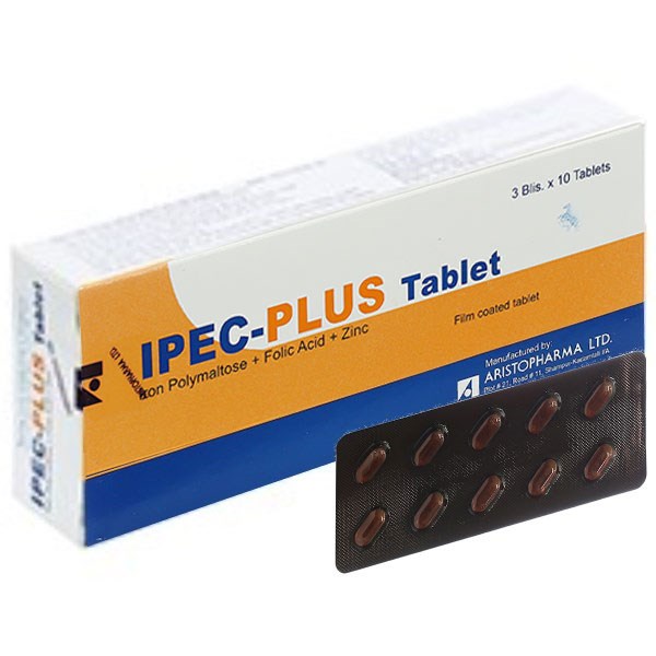 Thuốc Ipec-plus Tablet phòng ngừa và trị thiếu sắt, axit folic và kẽm ...