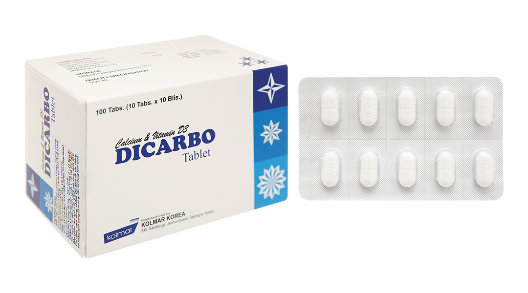 Dicarbo bổ sung canxi và vitamin D, ngừa loãng xương (10 vỉ x 10 viên ...