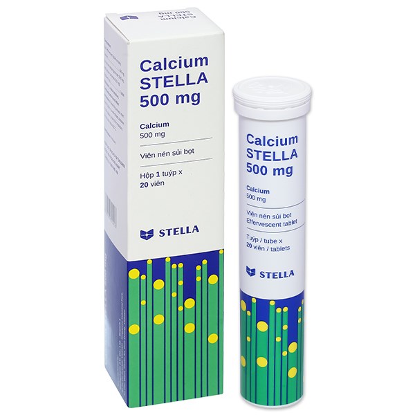 Viên sủi Calcium Stella 500mg bổ sung calci, trị loãng xương tuýp 20 ...