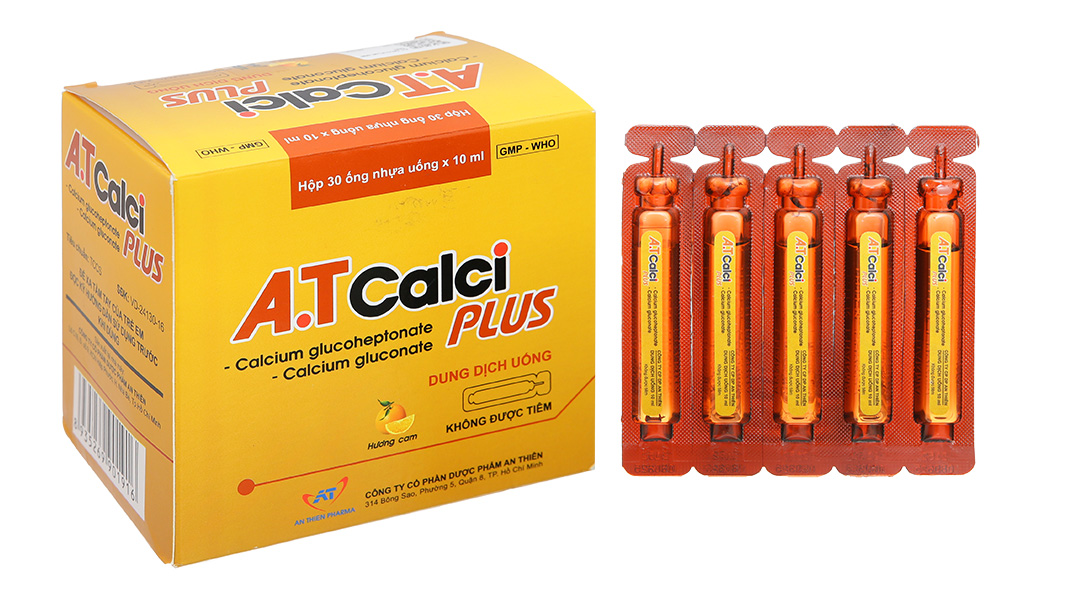 Dung dịch uống A.T Calci Plus cung cấp canxi cho cơ thể (30 ống x 10ml ...