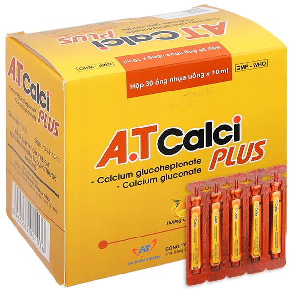 Dung dịch uống A.T Calci Plus cung cấp canxi cho cơ thể (30 ống x 10ml ...