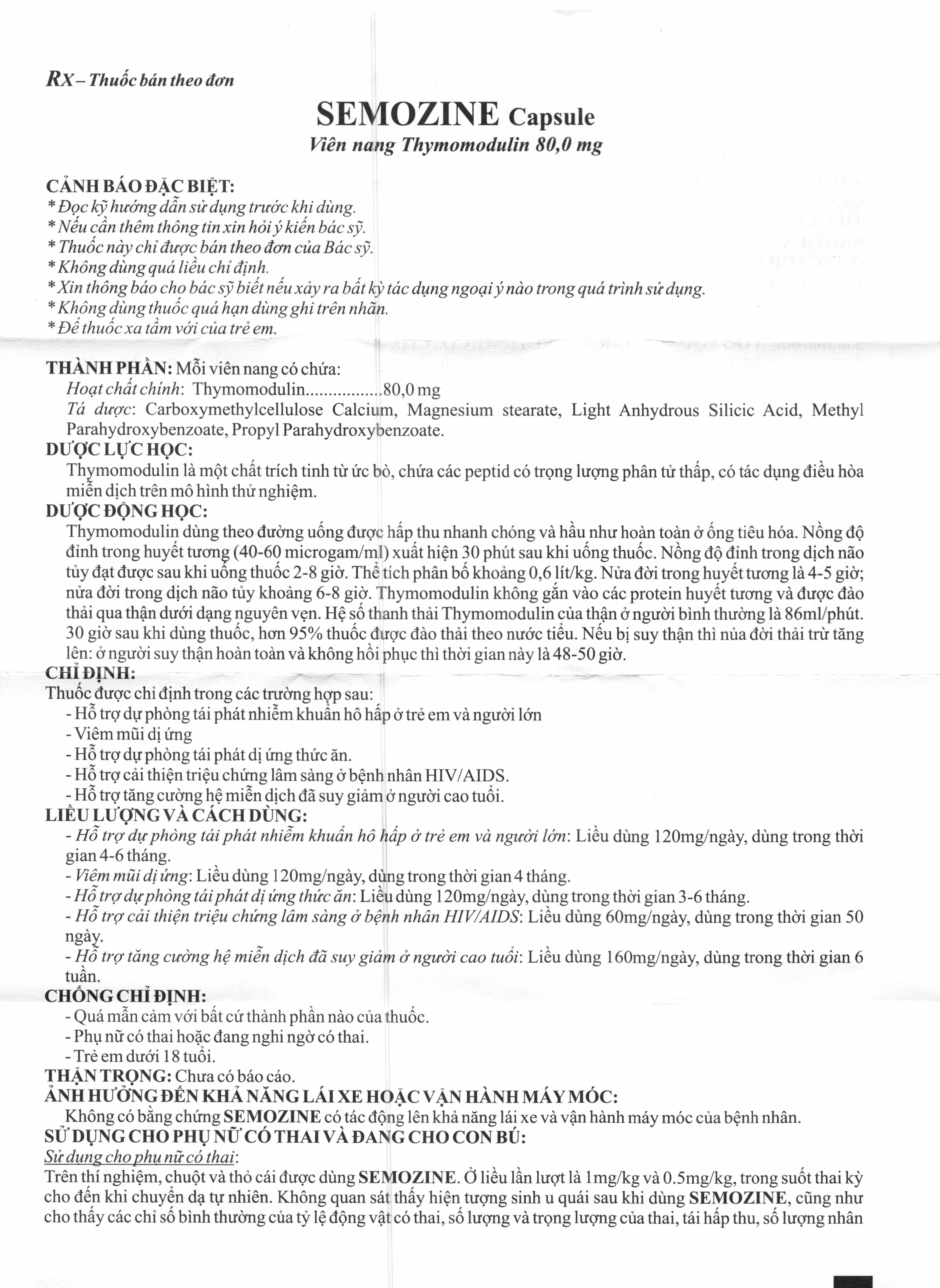 Semozine 80mg giúp tăng cường hệ miễn dịch - Nhà thuốc An Khang