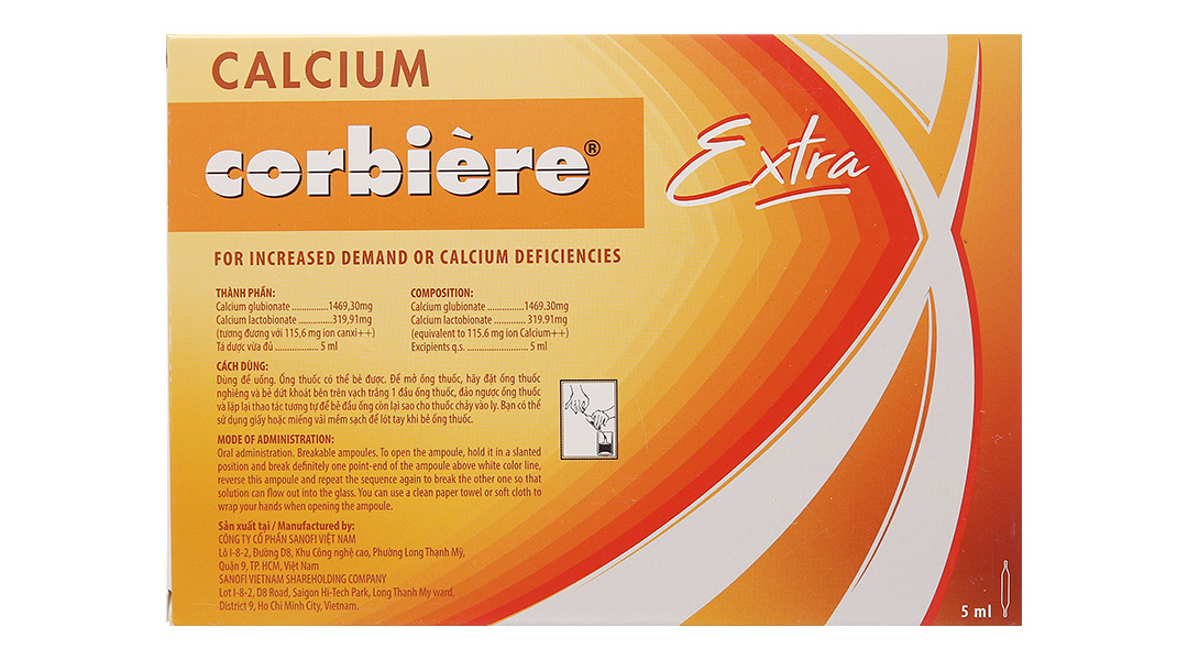 Dung dịch uống Calcium Corbière Extra bổ sung canxi, trị loãng xương ...