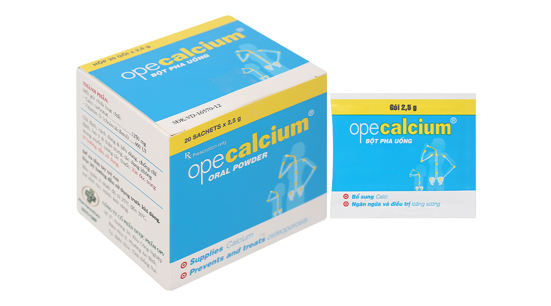 Thuốc bột Opecalcium bổ sung Calci và vitamin D3, ngừa loãng xương (20 ...