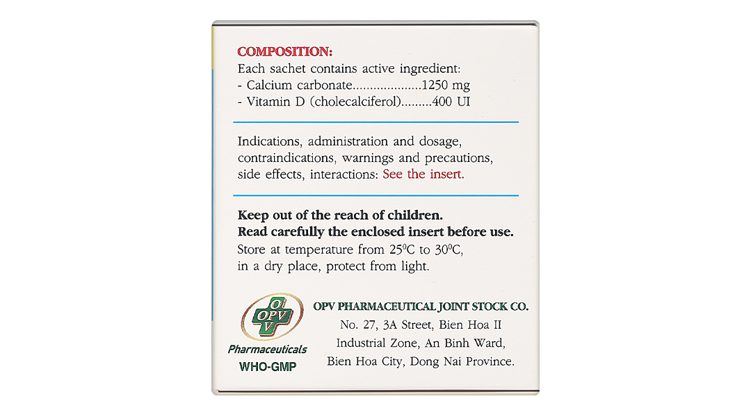 Thuốc bột Opecalcium bổ sung Calci và vitamin D3, ngừa loãng xương (20 ...