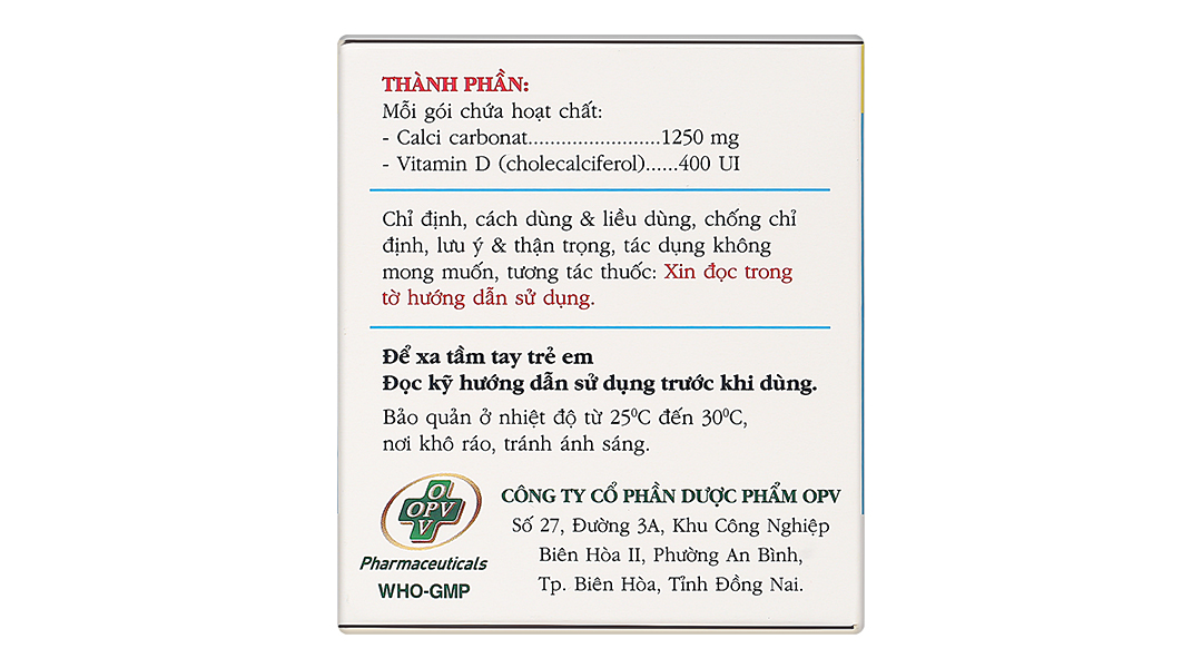 Thuốc bột Opecalcium bổ sung Calci và vitamin D3, ngừa loãng xương (20 ...