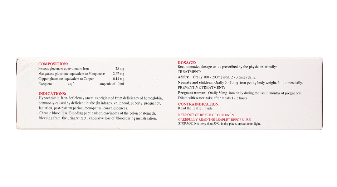 Dung dịch uống Nadyfer trị thiếu máu do thiếu sắt (20 ống x 10ml) - 08/ ...