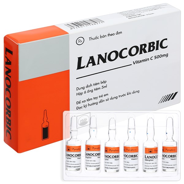 Dung dịch tiêm bắp Lanocorbic 500mg/5ml trị bệnh scorbut (6 ống x 5ml ...