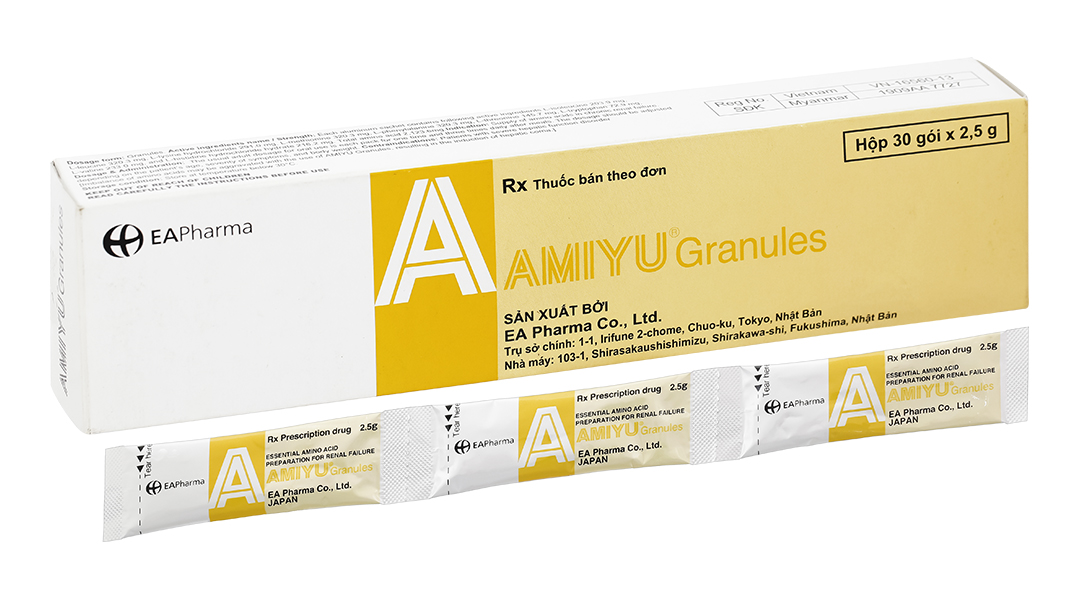 Thuốc cốm AMIYU Granules cung cấp các acid amin trong suy thận mạn tính ...