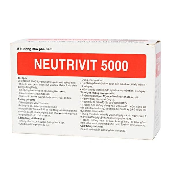 Bột pha tiêm Neutrivit 5000 Bidiphar trị viêm thần kinh (4 lọ bột + 4 ...