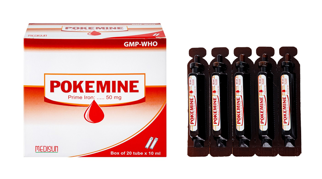 Dung dịch Pokemine 50mg hỗ trợ bổ sung sắt (20 ống x 10ml) - 08/2024 ...