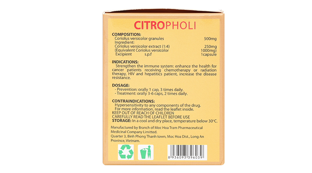 Citropholi 500mg tăng cường hệ miễn dịch (10 vỉ x 10 viên) - 08/2024 ...