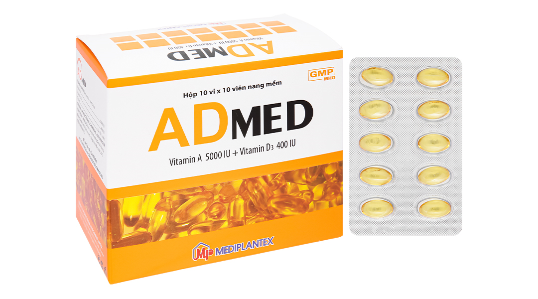 Admed trị tình trạng thiếu vitamin A-D (10 vỉ x 10 viên) - 08/2024 | nhathuocankhang.com
