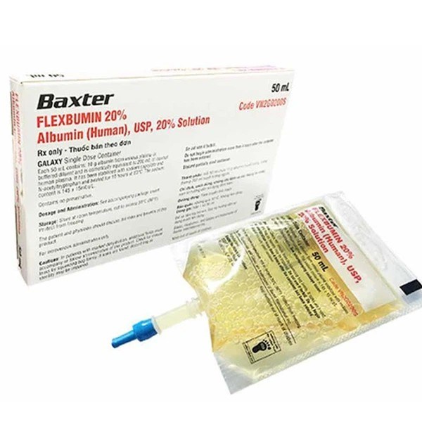 Thuốc tiêm truyền Flexbumin 20% Baxalta trị thiếu hụt albumin huyết túi ...