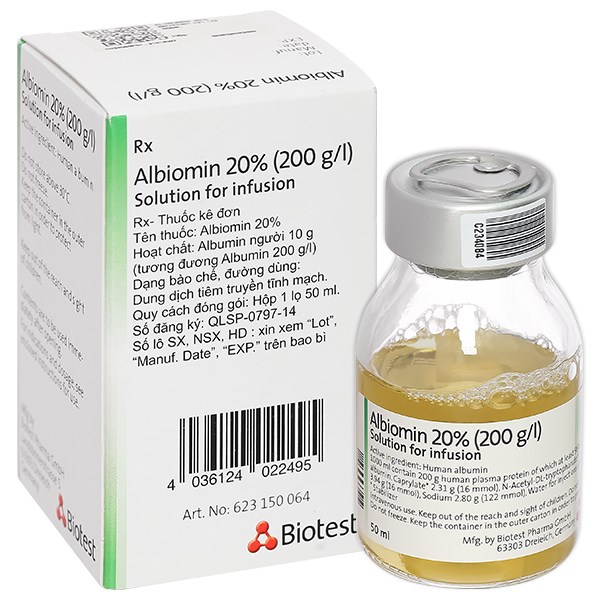 Dịch truyền tĩnh mạch Albiomin 20% Biotest trị sốc giảm thể tích máu 1 ...