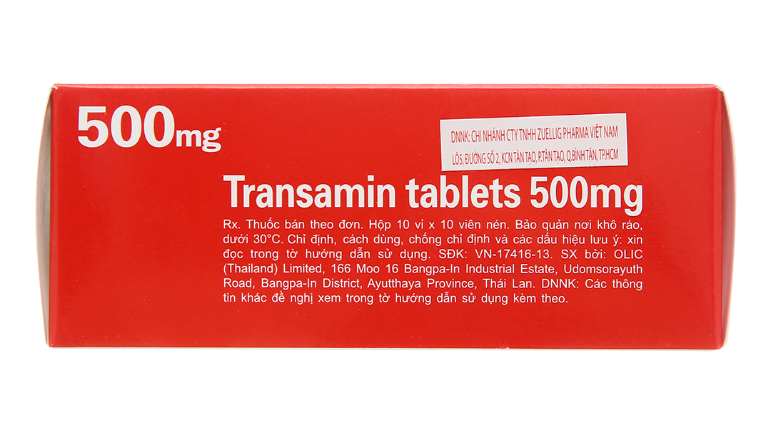 Transamin Tablets 500mg trị chảy máu do tăng tiêu firin (10 vỉ x 10 ...