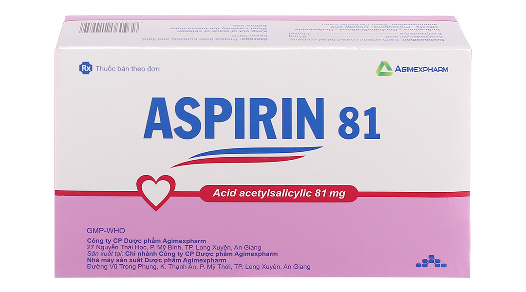 Thuốc Aspirin Agimexpharm 81mg hộp 200 viên-Nhà thuốc An Khang