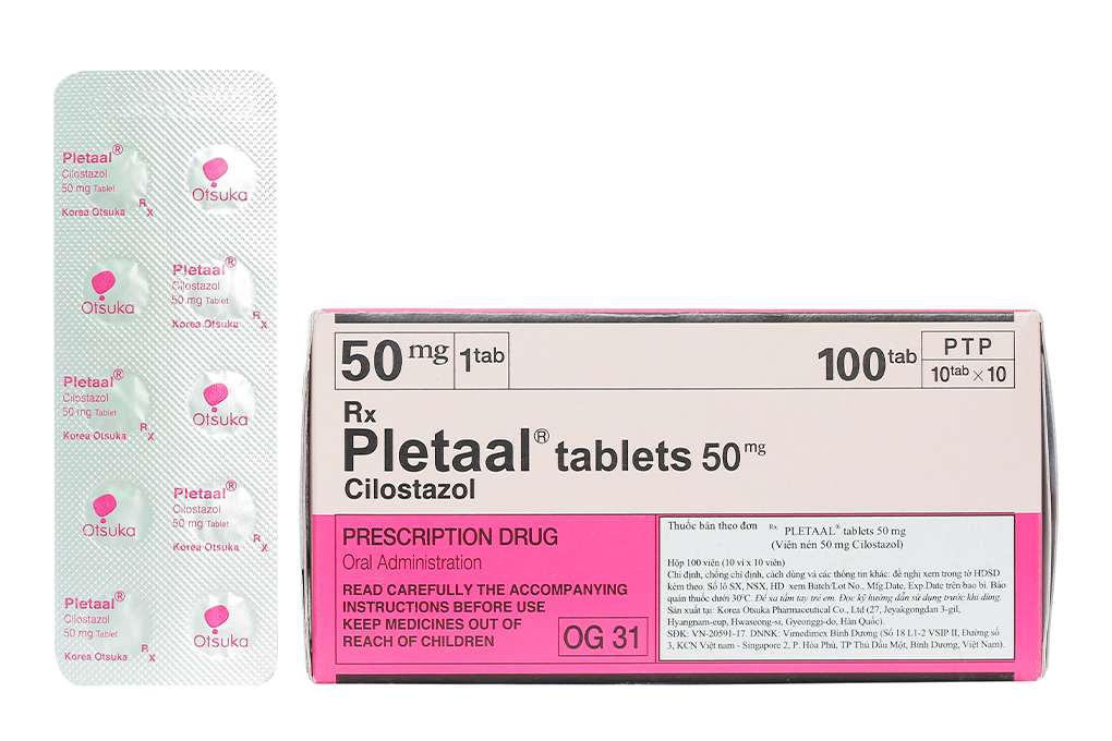 Pletaal Tablets 50mg trị thiếu máu cục bộ (10 vỉ x 10 viên) - 08/2024 ...