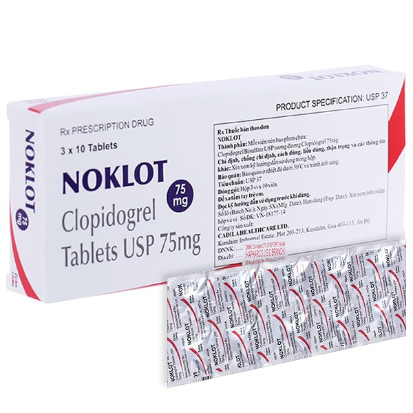 Thuốc Noklot 75mg ngừa tai biến do xơ vữa động mạch (3 vỉ x 10 viên ...