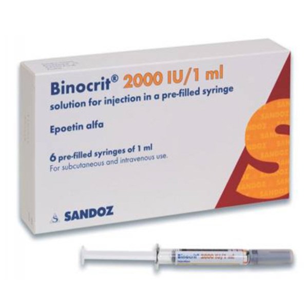 Dung dịch tiêm Binocrit 2000IU/1 ml trị bệnh thiếu máu (6 bơm tiêm x ...