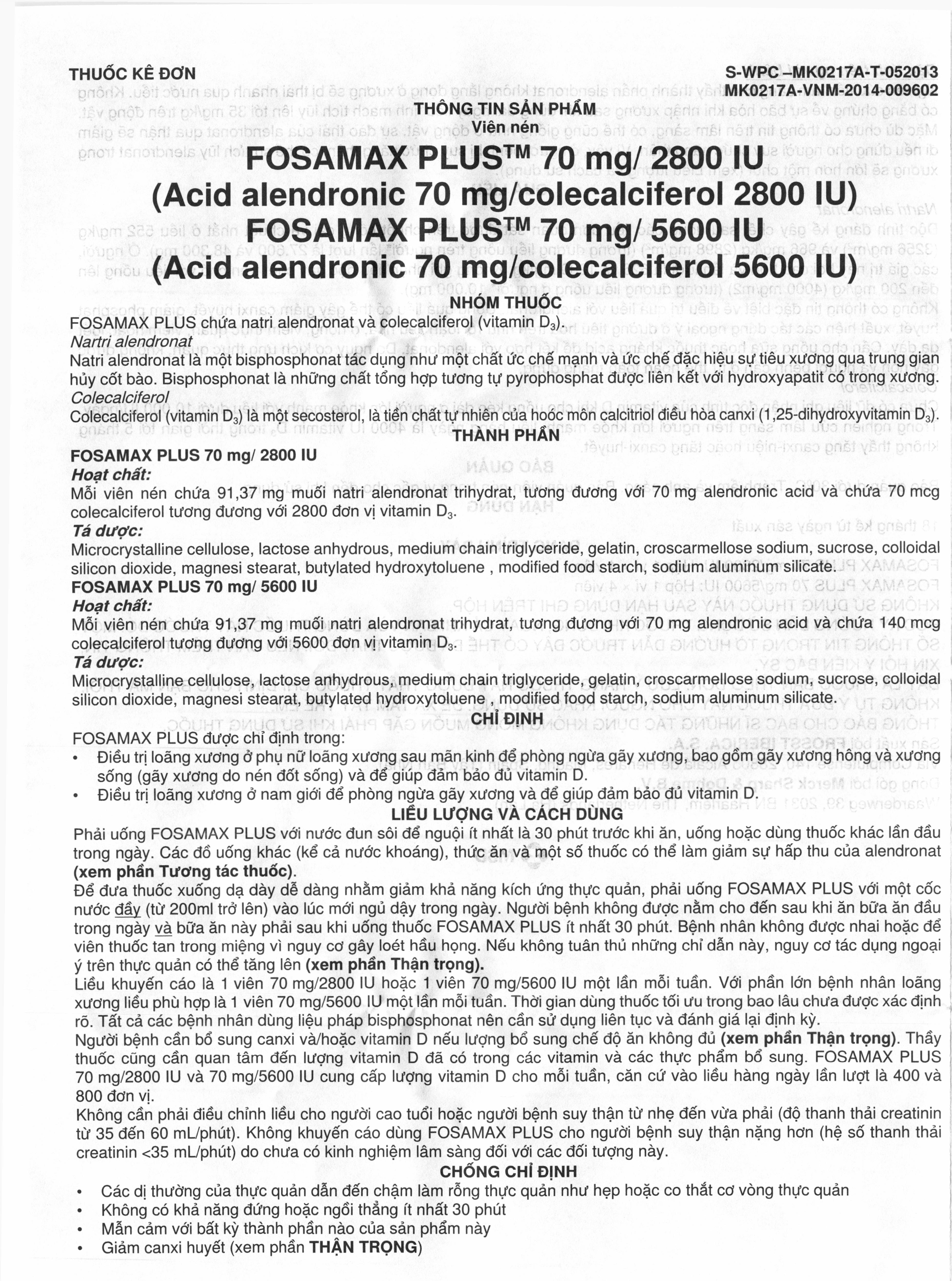 Thuốc Fosamax Plus 70mg/5600IU hộp 4 viên-Nhà thuốc An Khang
