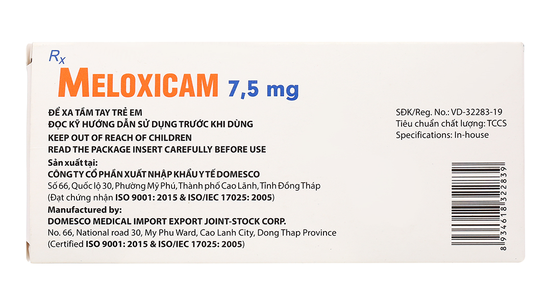Meloxicam Domesco 7.5mg giảm triệu chứng của viêm xương khớp, viêm khớp ...