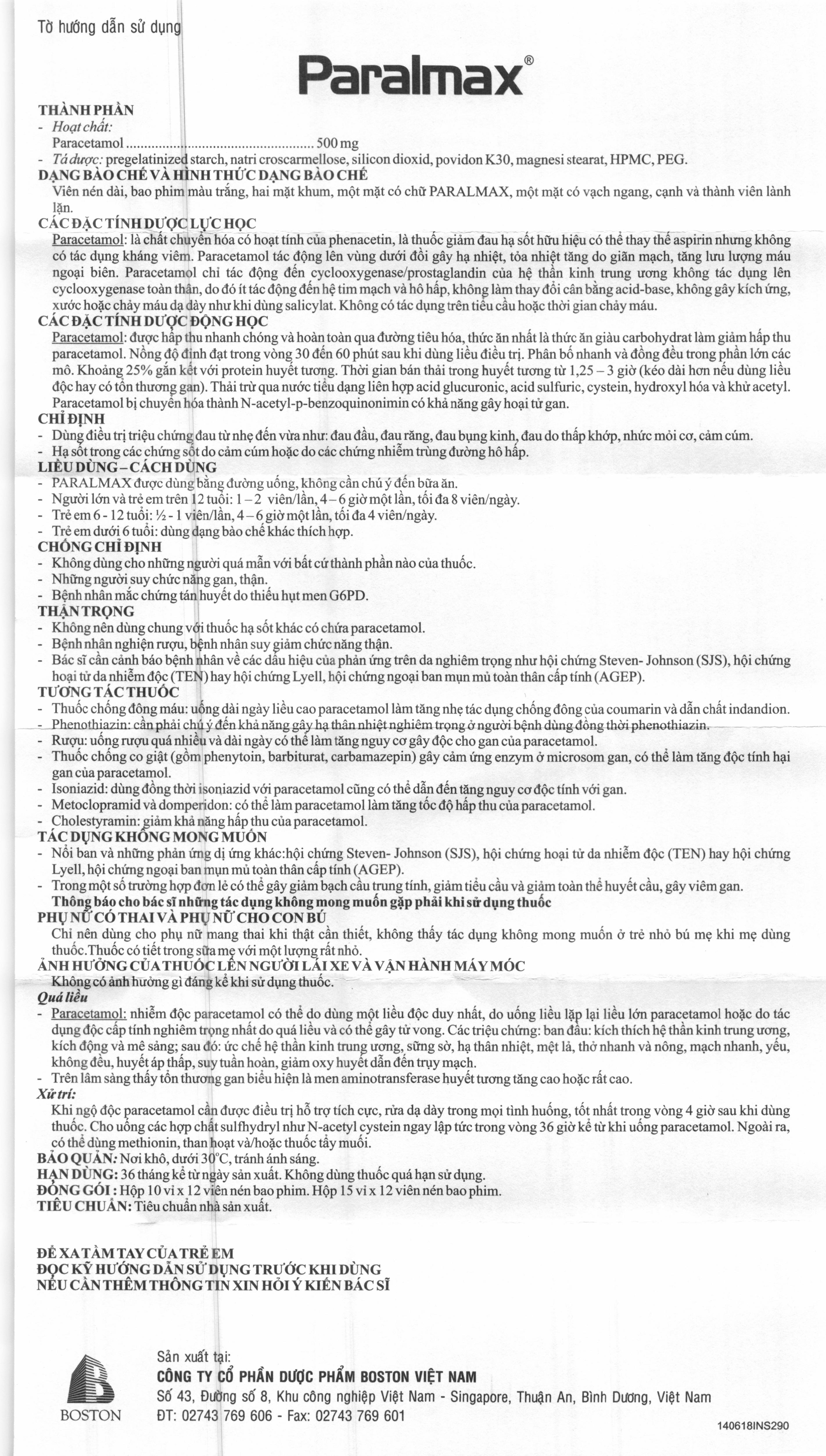 Thuốc Paralmax 500mg hộp 120 viên-Nhà thuốc An Khang