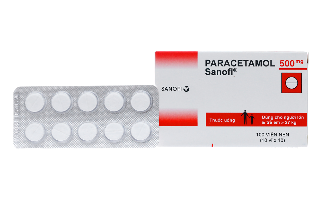 Paracetamol Sanofi 500mg hộp 100 viên giảm các chứng đau, hạ sốt - 08/ ...