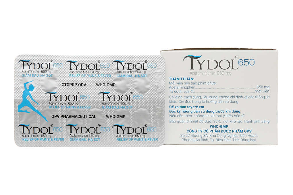 Tydol 650 hạ sốt, giảm đau từ nhẹ đến trung bình (10 vỉ x 10 viên) - 08 ...