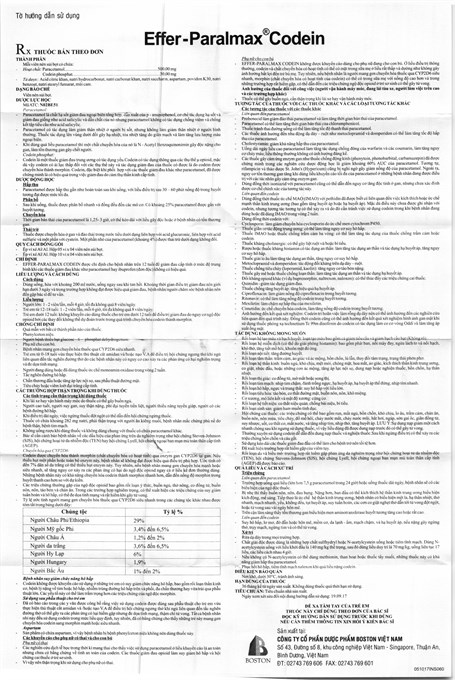 Viên sủi Effer-Paralmax Codein vỉ 4 viên-Nhà thuốc An Khang