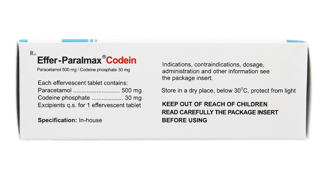 Viên sủi Effer-Paralmax Codein giảm đau cấp tính ở mức độ trung bình (5 ...