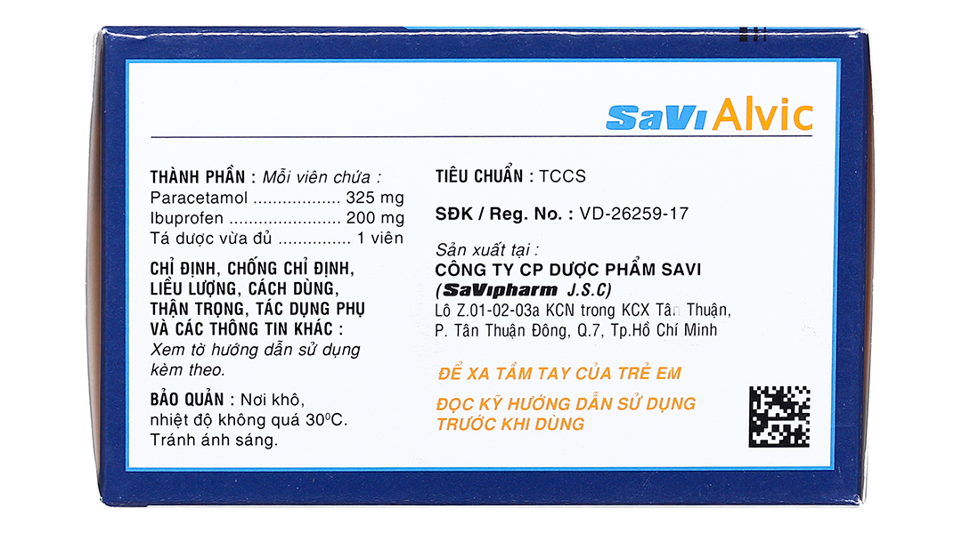 SaVi Alvic giảm đau, hạ sốt, kháng viêm (10 vỉ x 10 viên) - 08/2024 ...