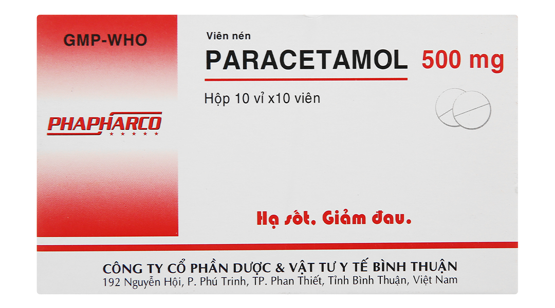 Paracetamol Phapharco 500mg giảm đau, hạ sốt (10 vỉ x 10 viên) - 08/ ...